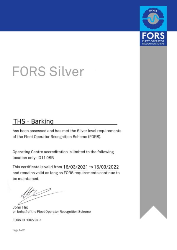 TRAD UK Barking gains FORS Silver status - TRAD UK